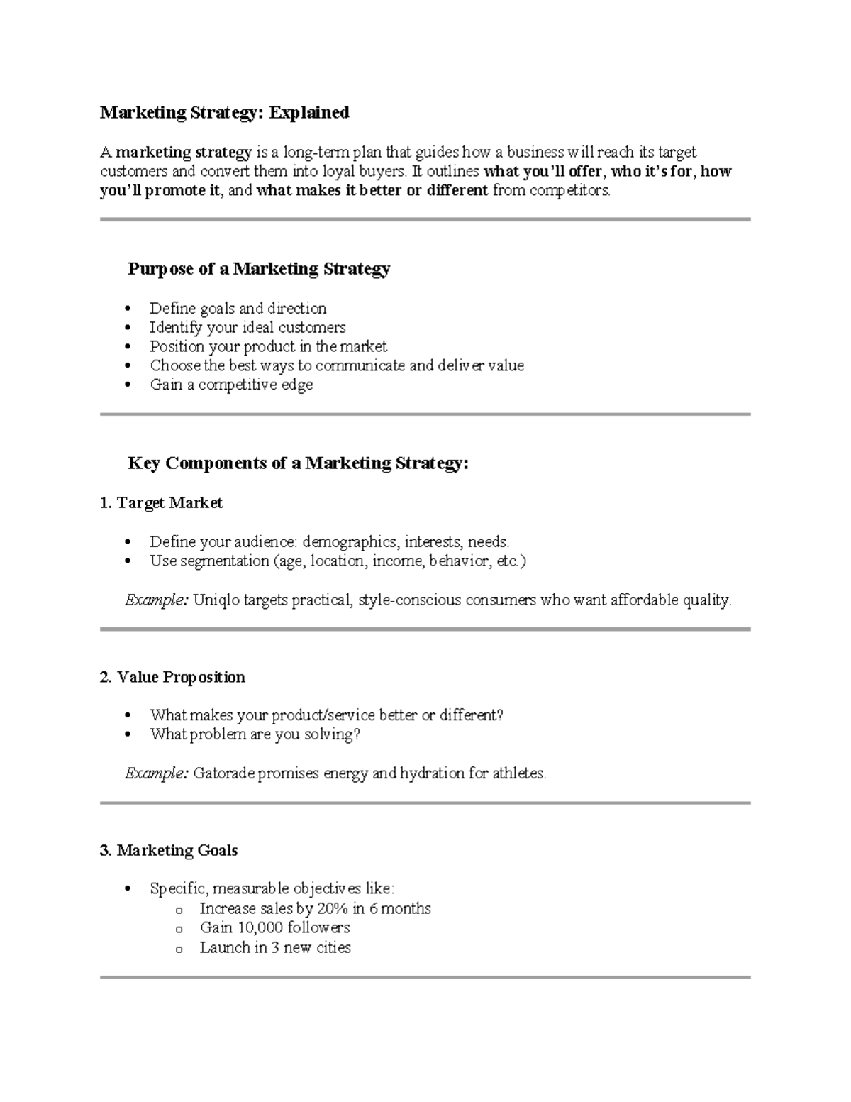 Marketing Strategy Overview: Key Components & Goals - Studocu