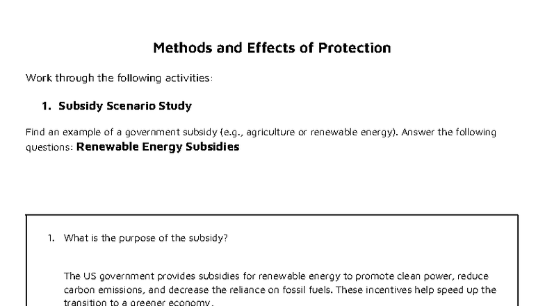 Muhammad - Methods & Effects of Protection: Subsidies, Quotas & Local ...