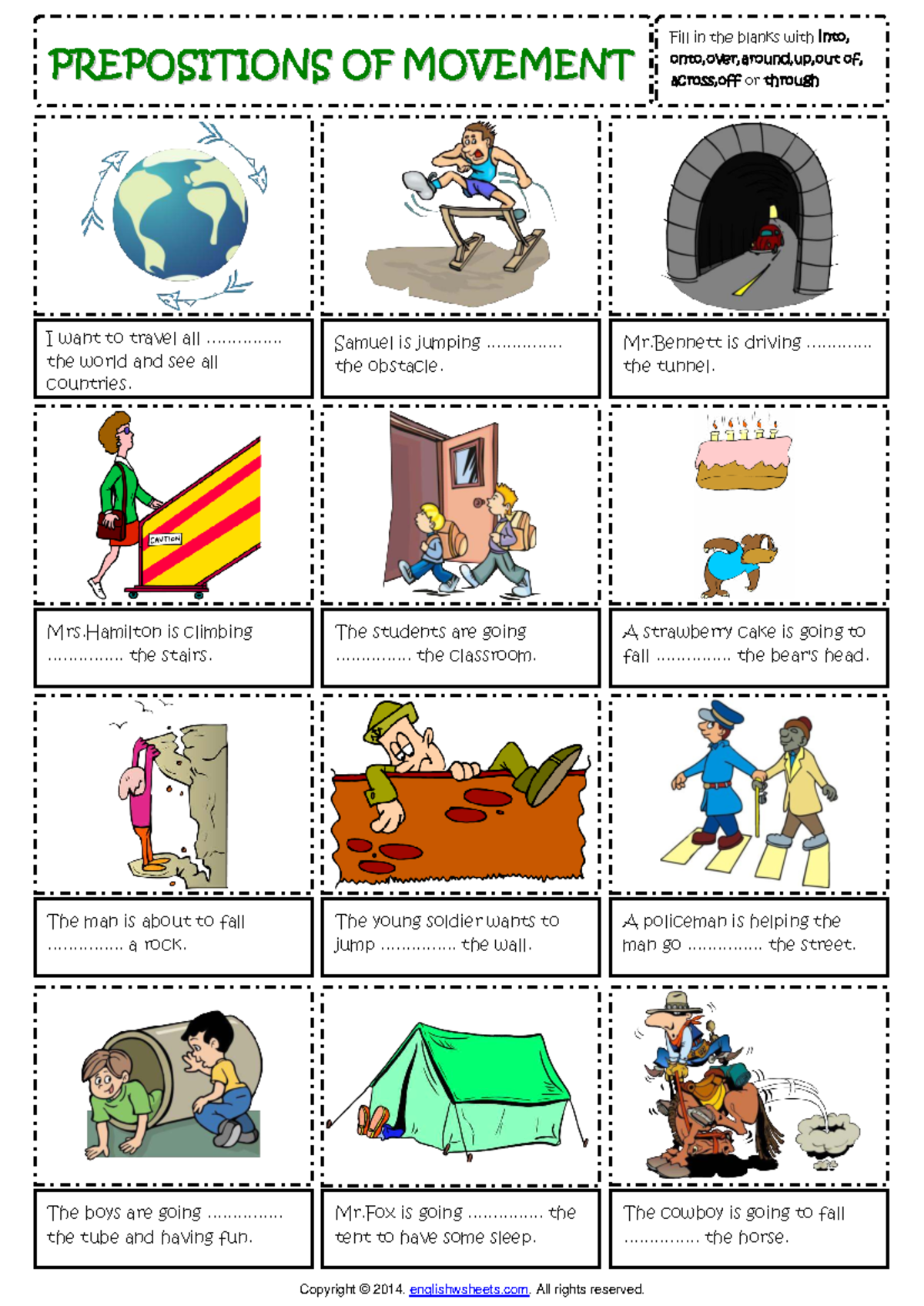 ESL Grammar Worksheet: Prepositions of Movement Exercises - Studocu