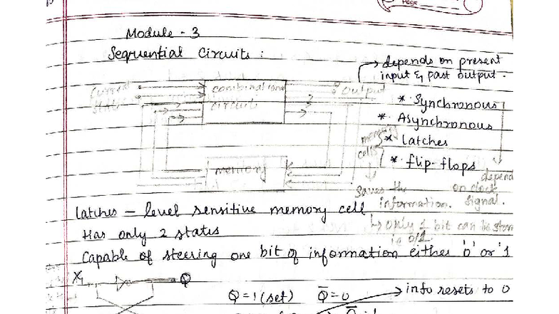 Unit 3 Class Notes: Sequential Circuits and Memory Latches - Studocu