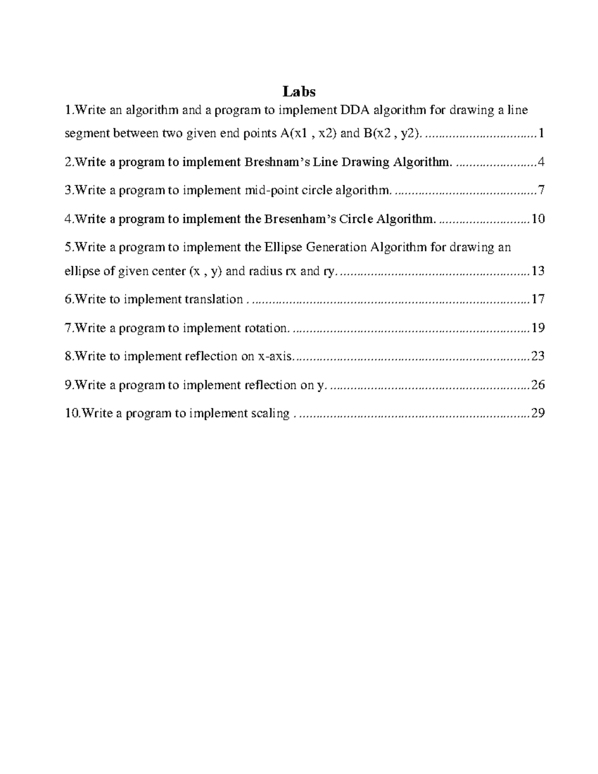 Labcg - Line Drawing and Graphics Algorithms Implementation - Studocu