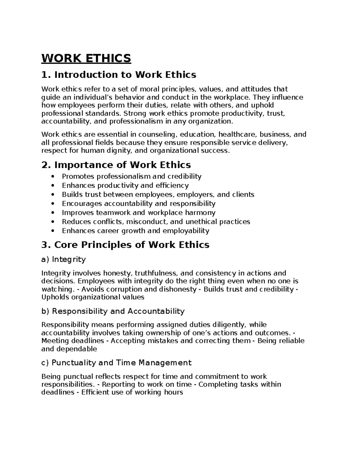 Work Ethics - Student Notes (Course Code: WE101) - Studocu