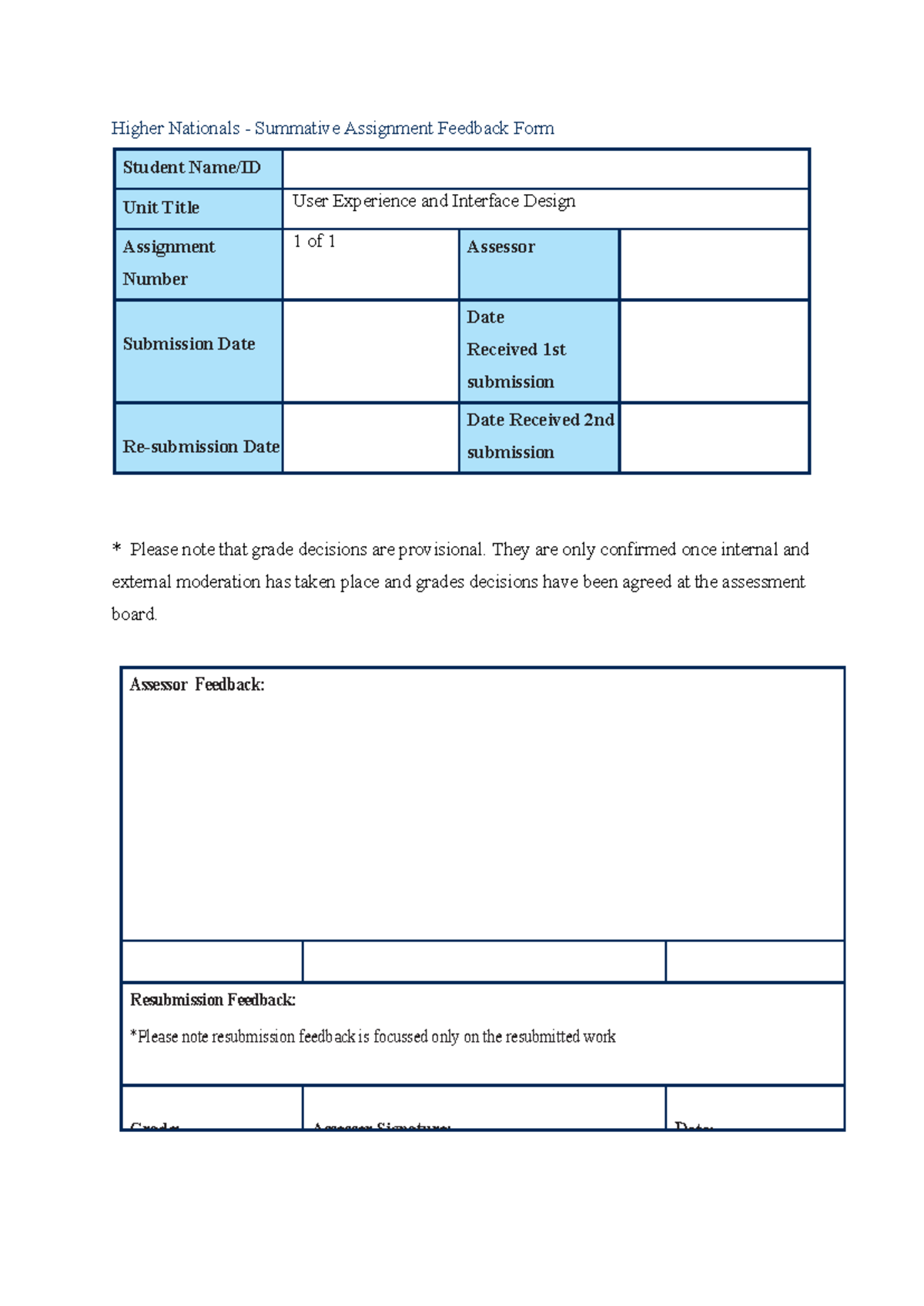 UXUI Sem 3 - Summative Feedback & User Experience Design Insights - Studocu