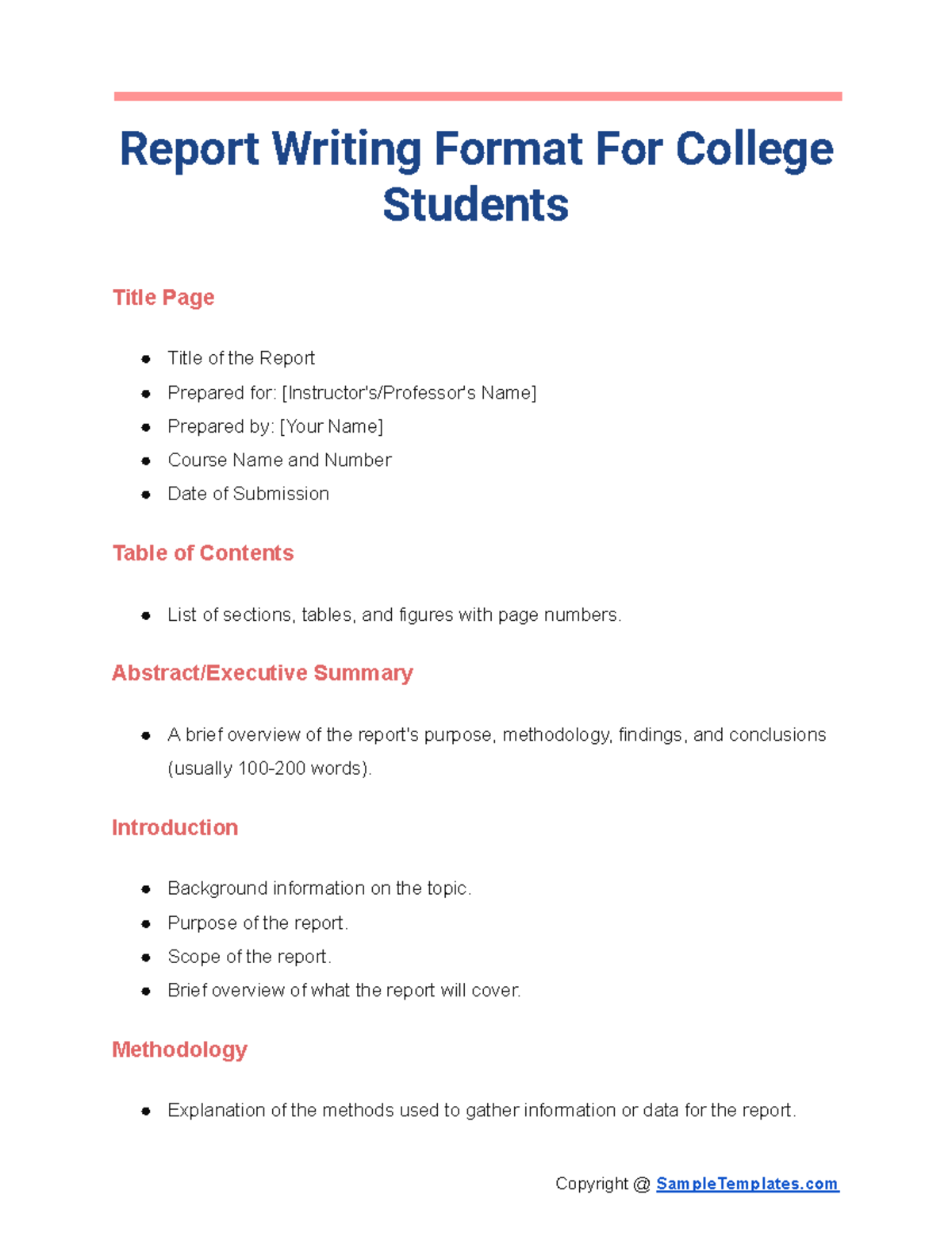 Report Writing Format For College Assignments Studocu