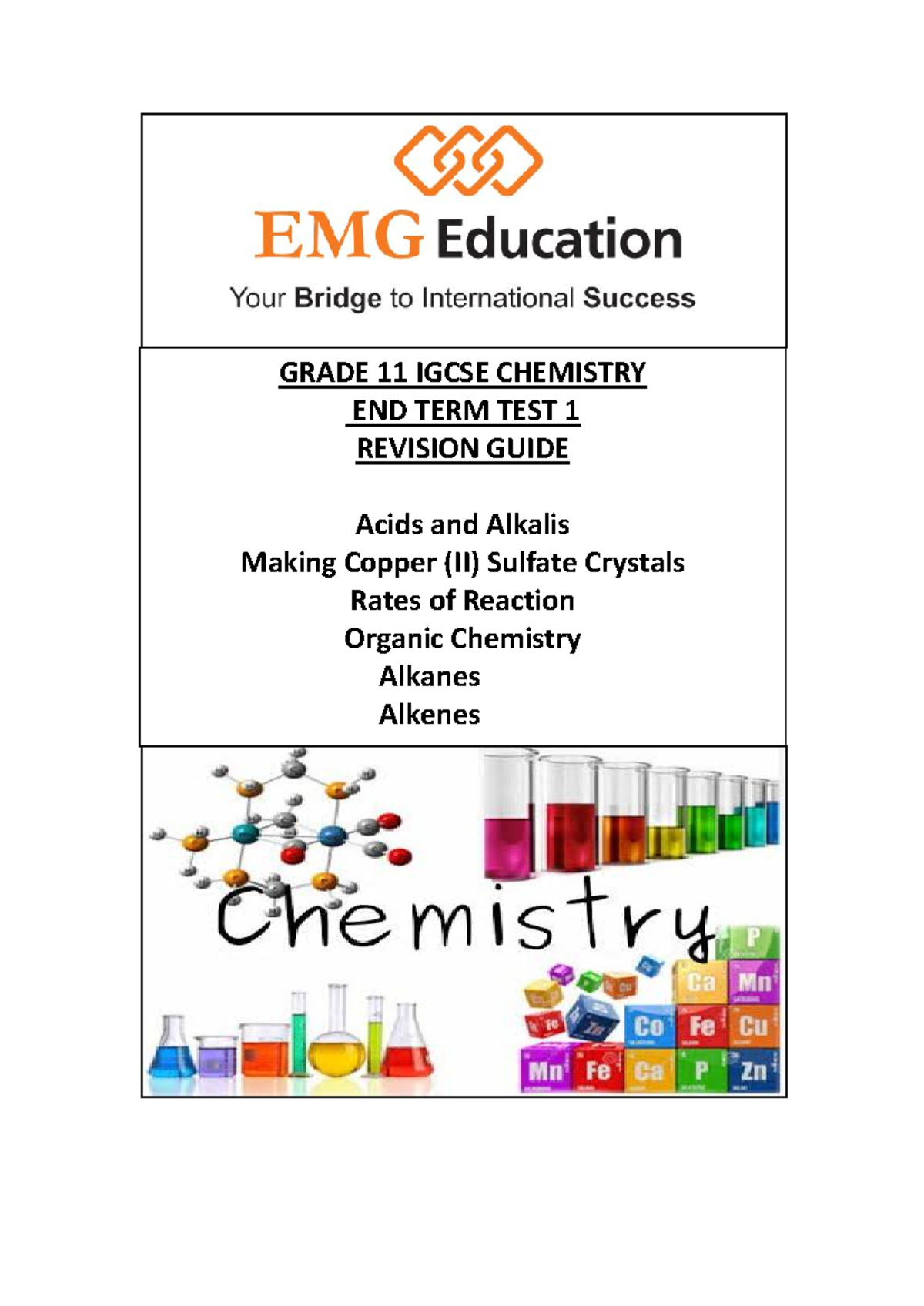 G11 Chem ETT 1 2022 Revision BOOK - GRADE 11 IGCSE CHEMISTRY END TERM ...