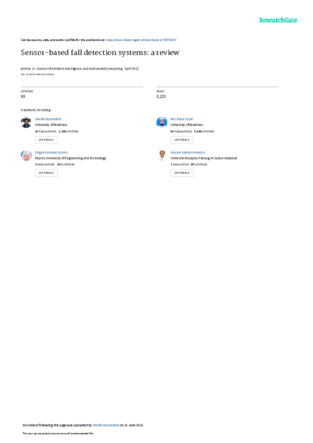 Sensor-Based Fall Detection Systems: A Comprehensive Review - Studocu
