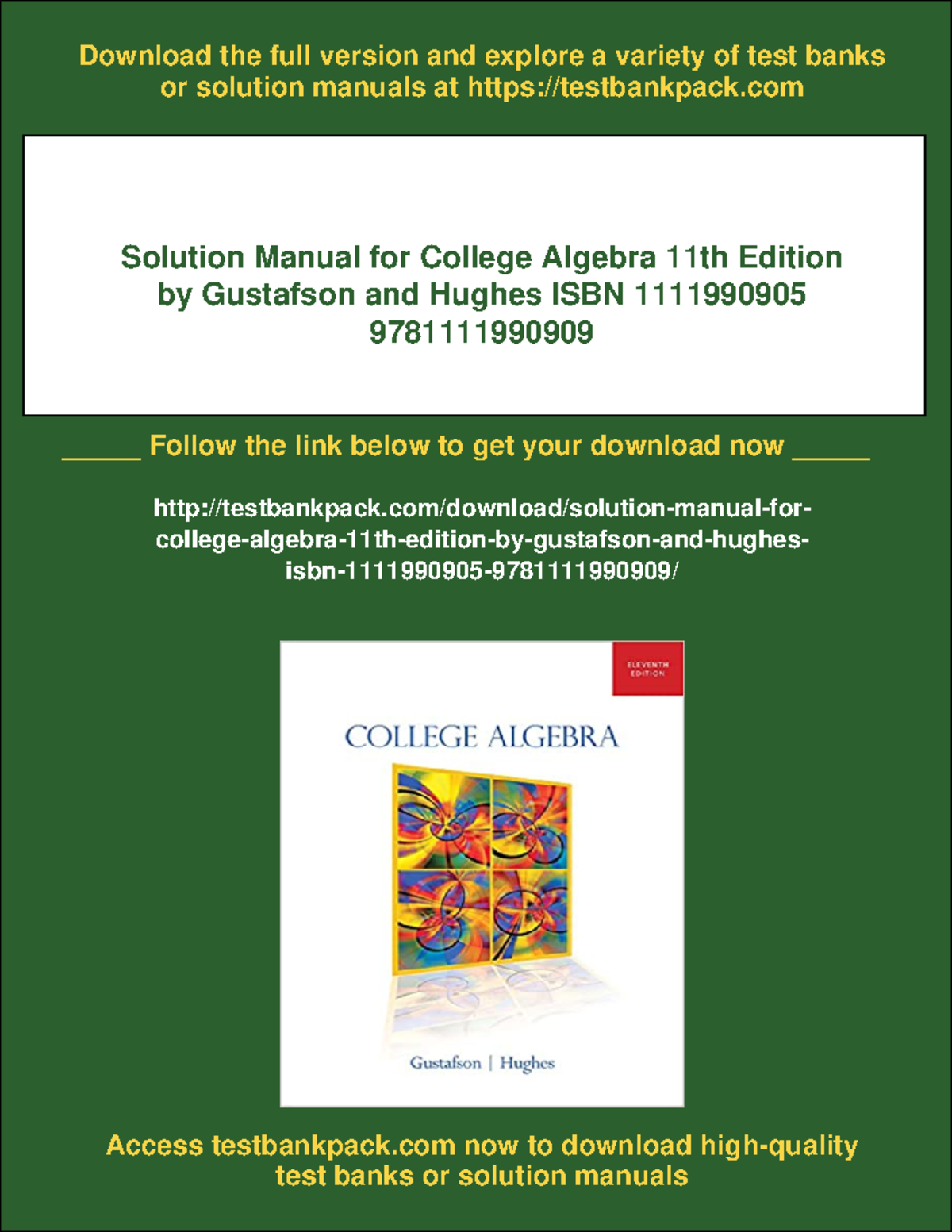 1632 - Solution manual for college algebra 11th edition by gustafson ...