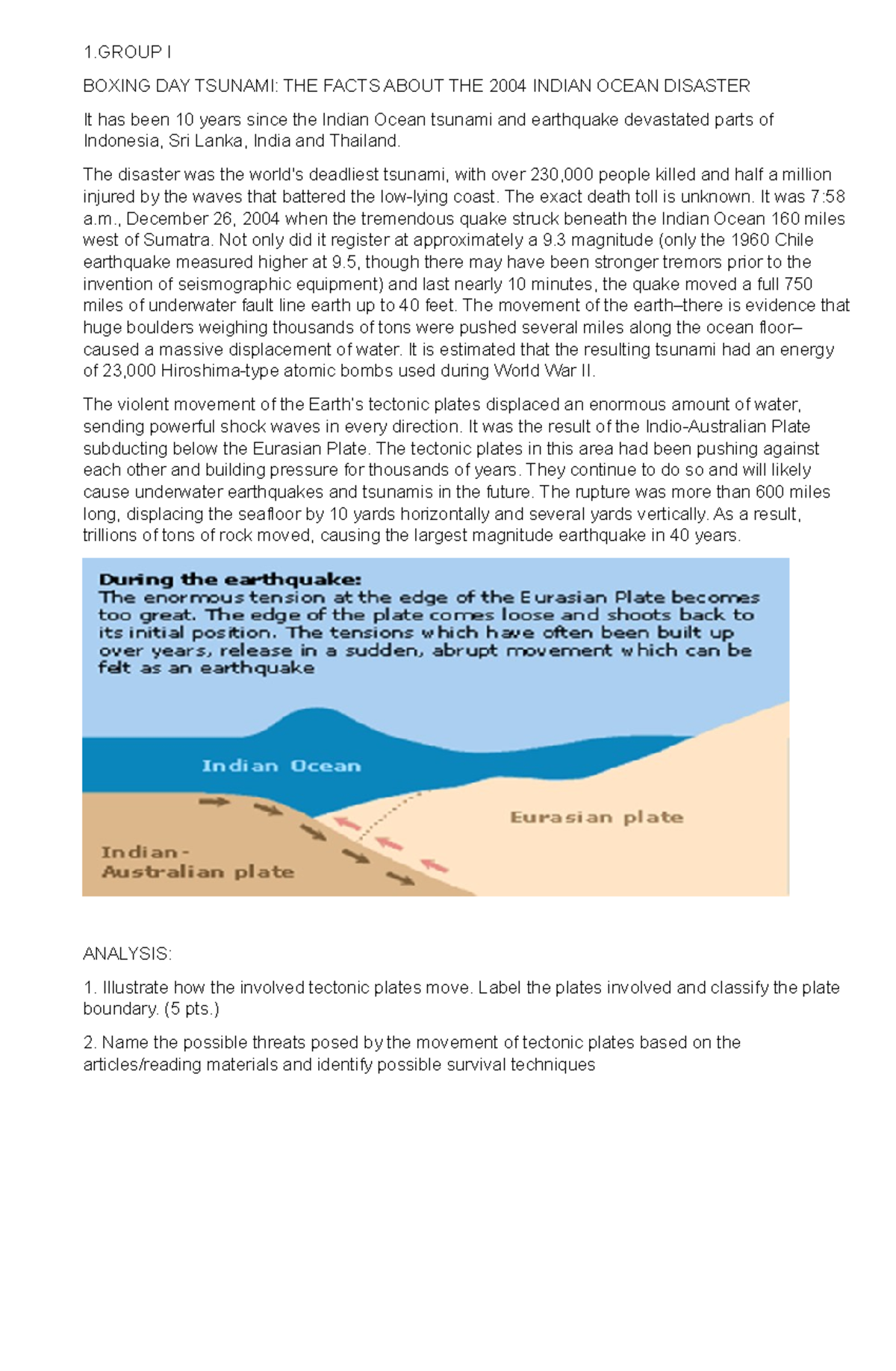 Activity for DLL Oct 9 - worksheet - 1 I BOXING DAY TSUNAMI: THE FACTS ...