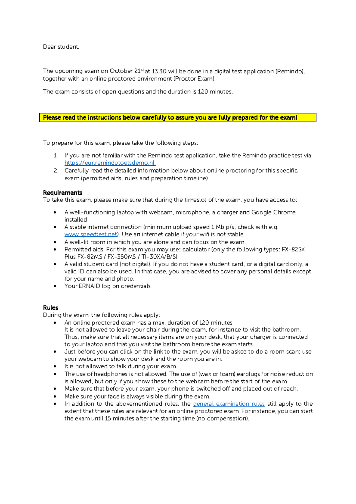 Online Exam Instructions for 2023 (With Remindo & Proctor Exam ...