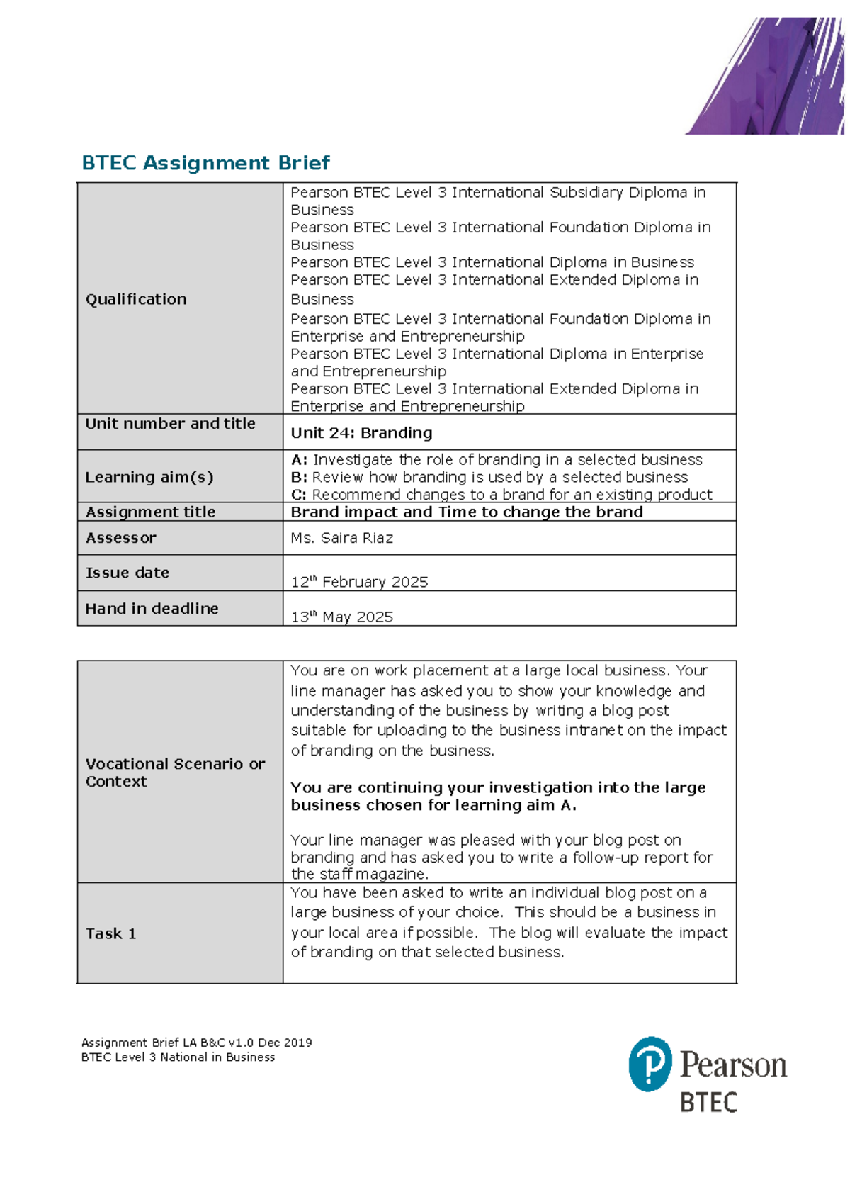 Unit 24 Branding: Investigating and Evaluating Brand Impact (AAB) - Studocu