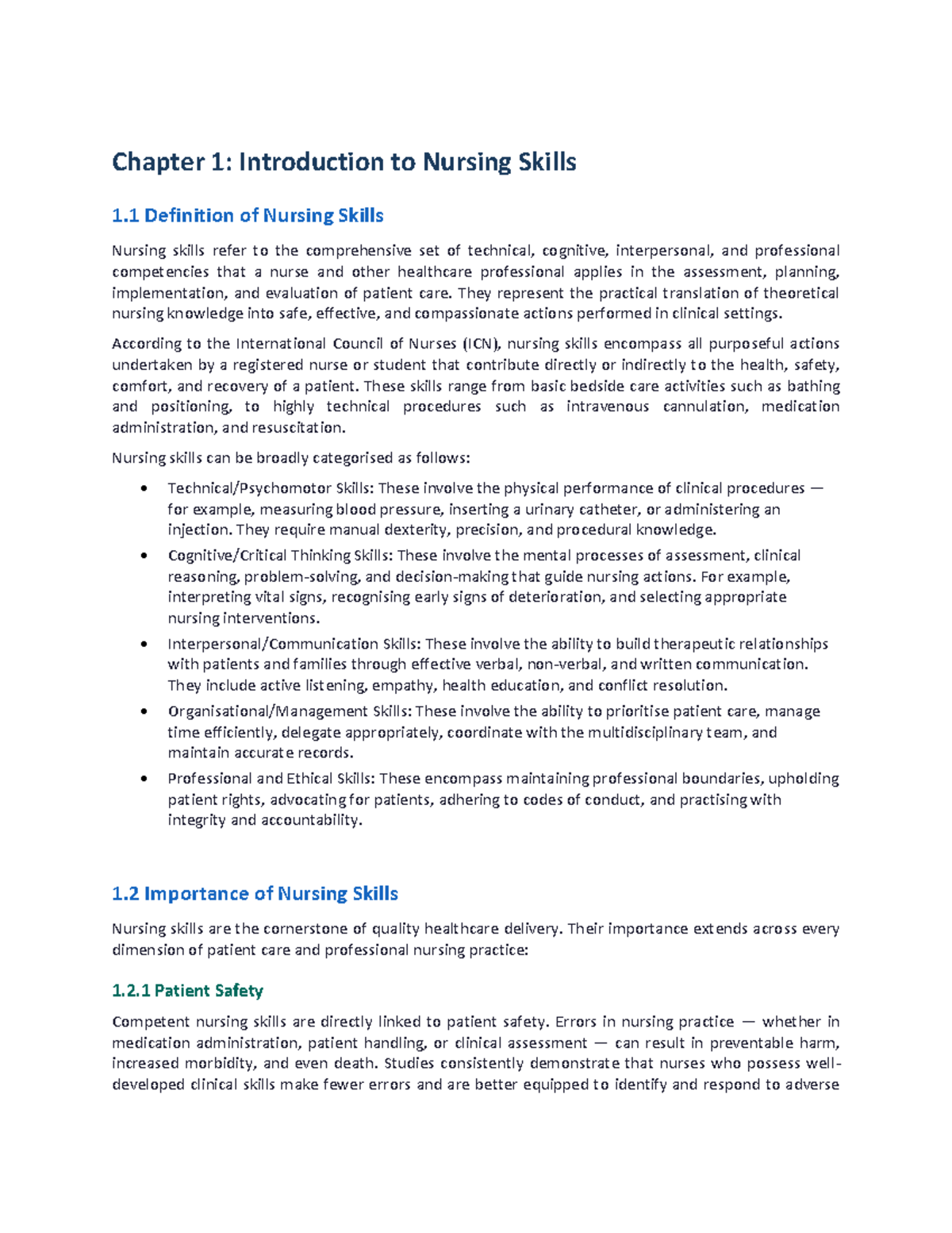 Chapter 1: Intro to Nursing Skills CM 081253 - Key Concepts and ...