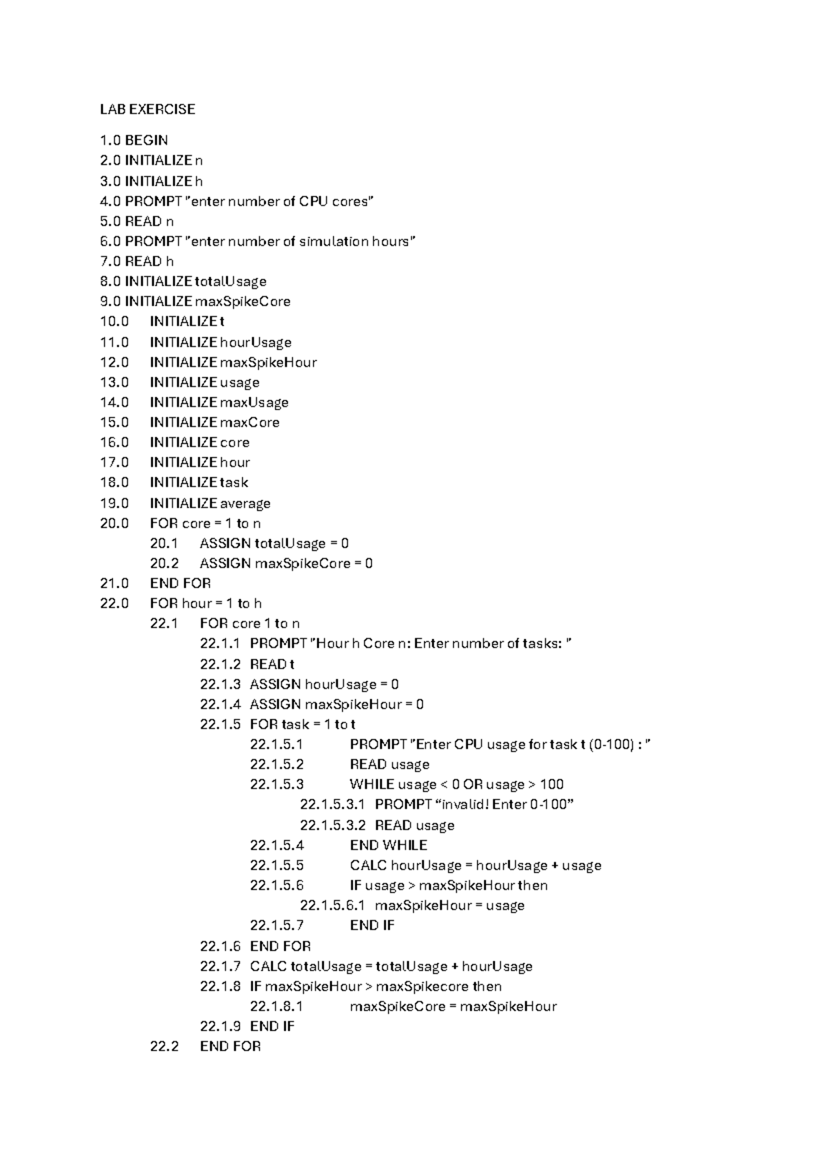 LAB Exercise: Nested Loop for CPU Usage Simulation - Studocu