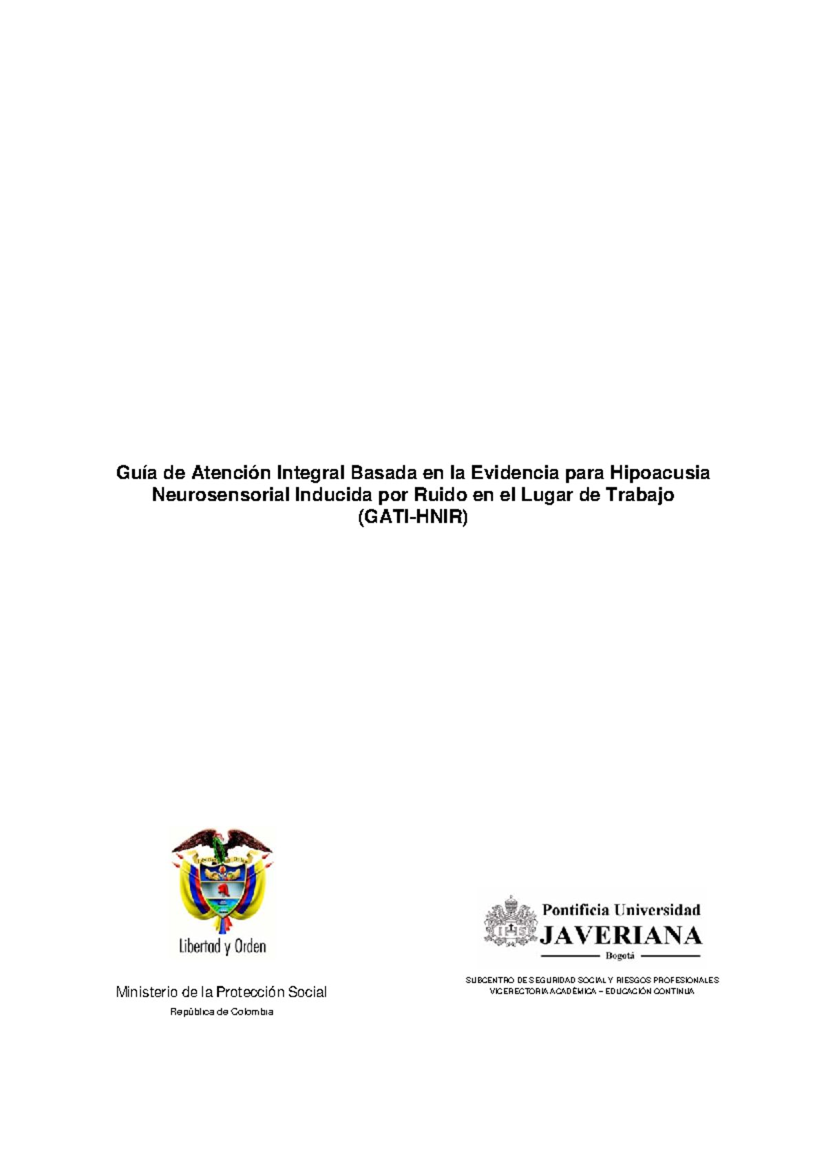 Guía de Atención Integral para Hipoacusia Neurosensorial (GATI-HNIR ...