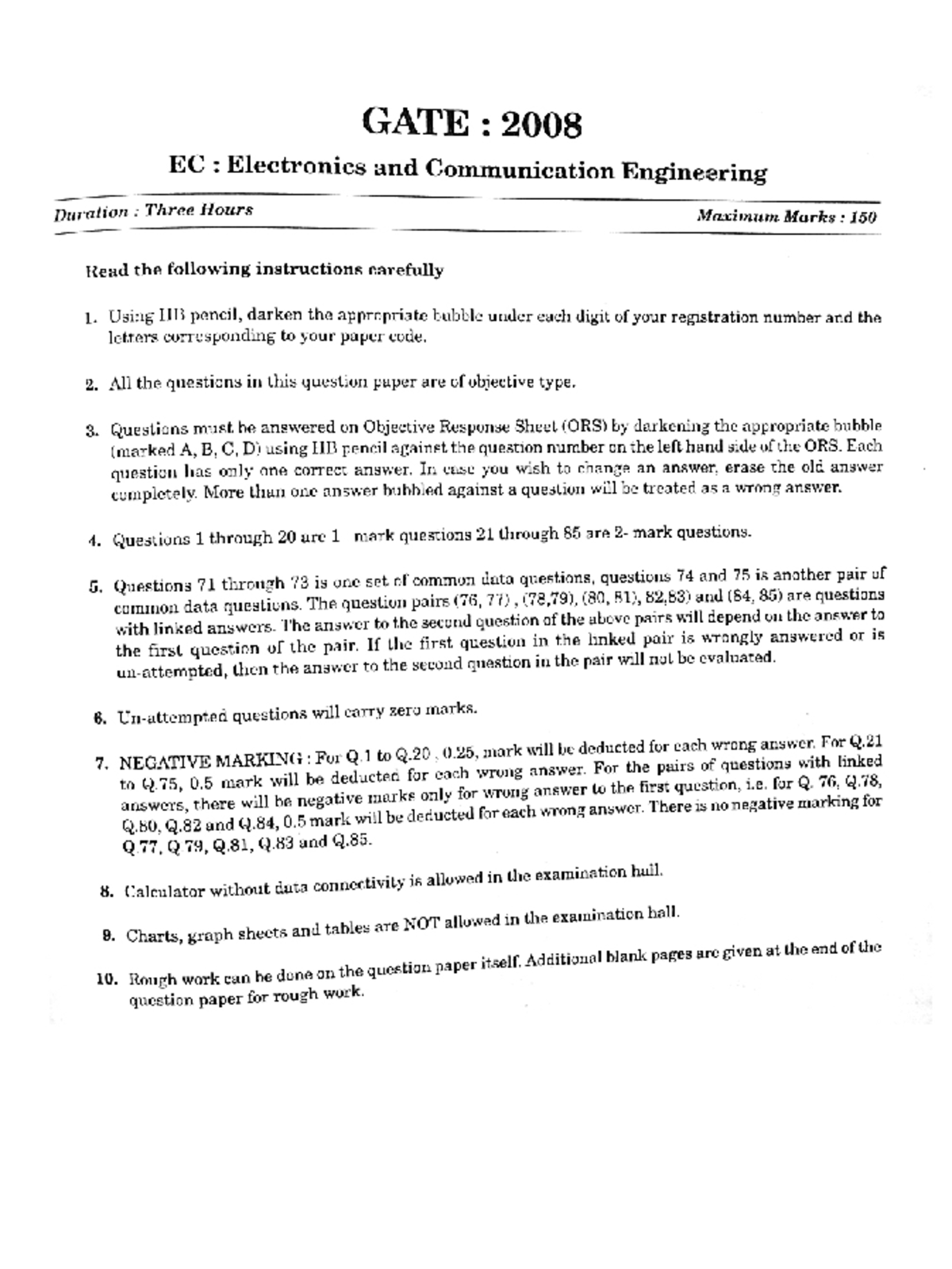GATE-ECE-2008 - GATE-ECE-2008 - GATE - Studocu