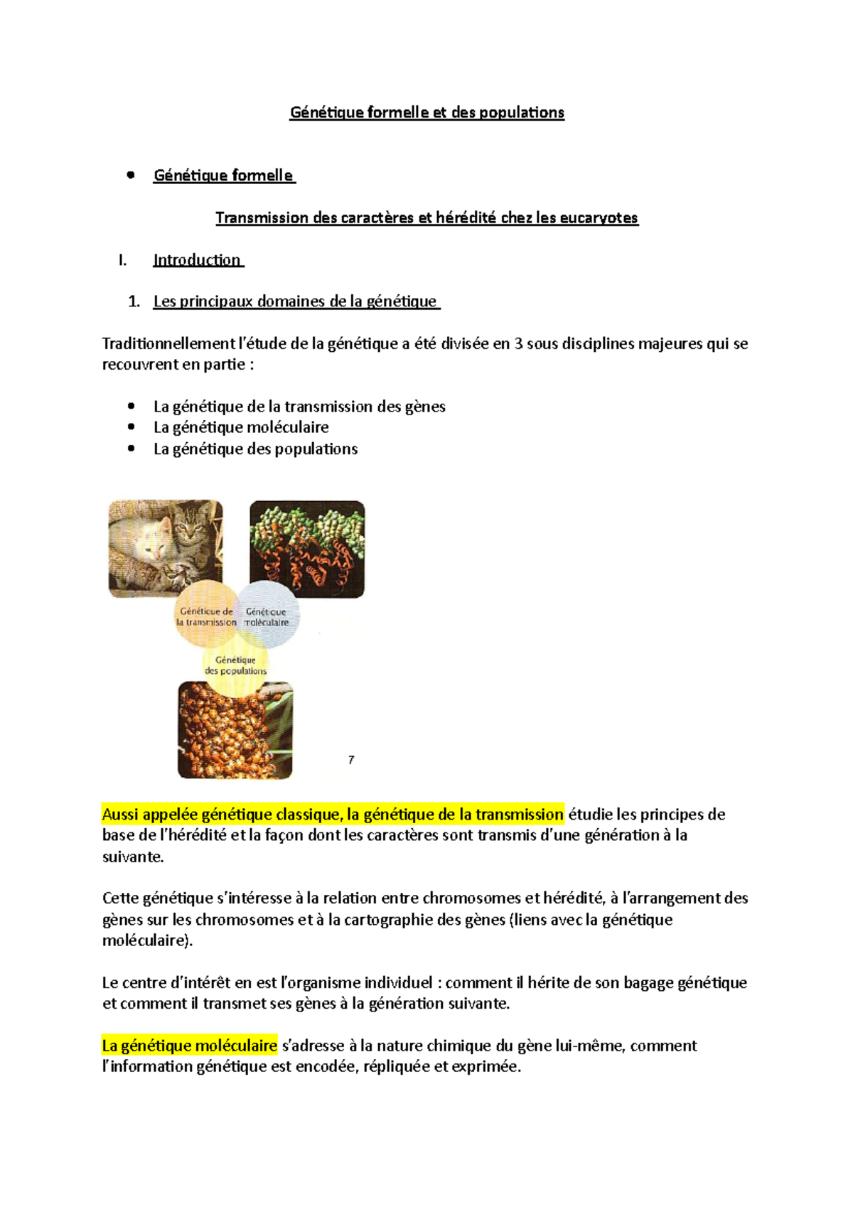 Génétique formelle et des populations : Concepts fondamentaux en ...