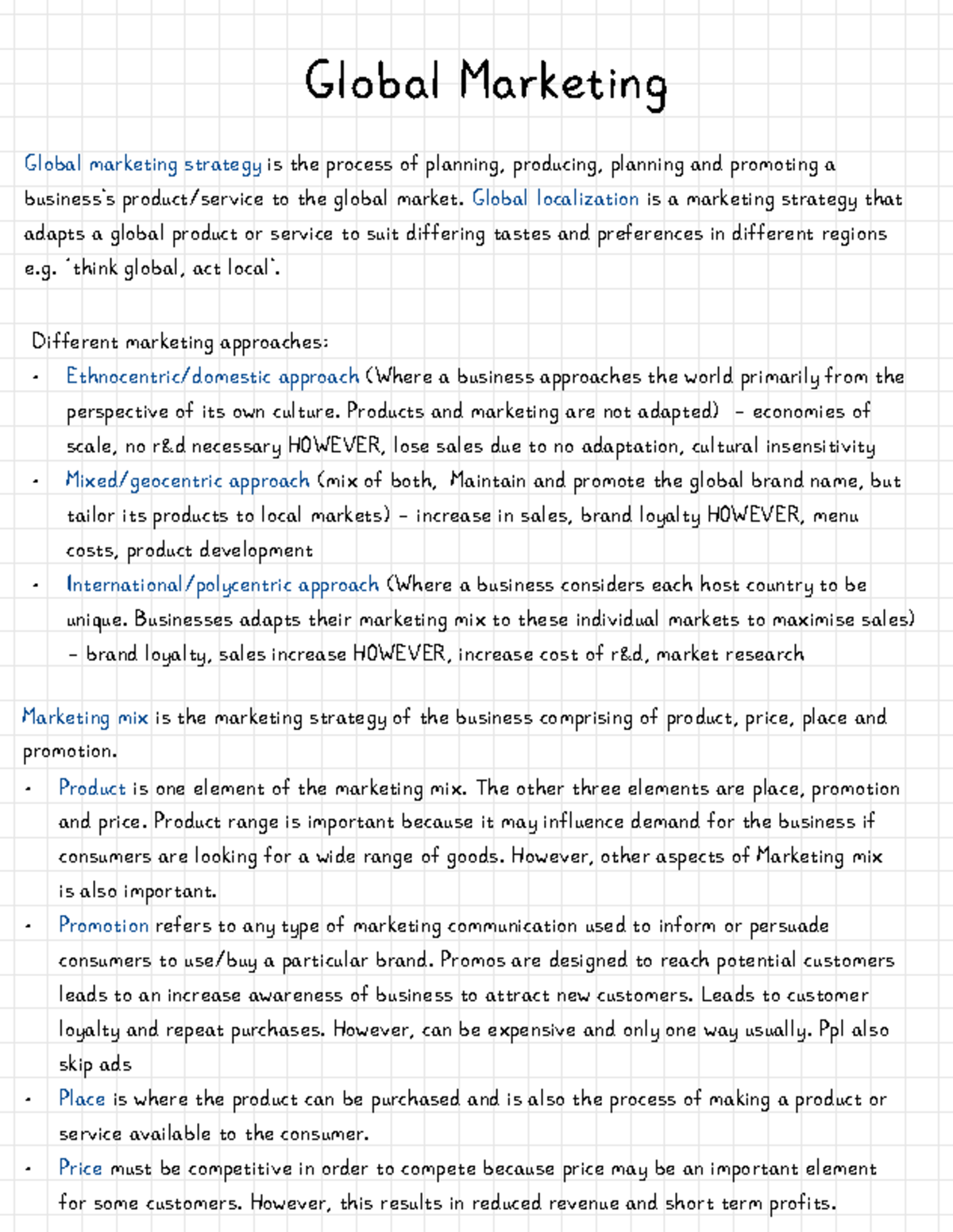 Unit 4.3 Global Marketing Strategies and Approaches - Studocu
