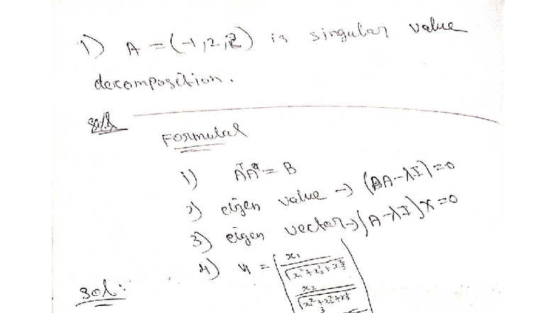 Singular Value Decomposition (SVD) Notes for Course 1 - Studocu