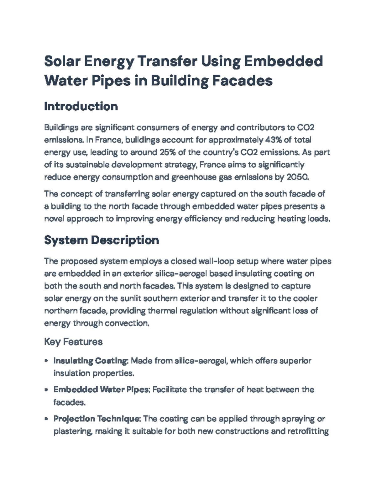 Solar Energy Transfer via Embedded Water Pipes in Building Facades ...