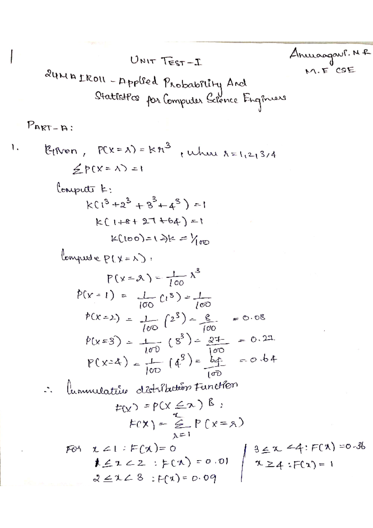Maths UT1 - Unit test paper - I UNIT I Aneuaagavi M CSE 24MA ...