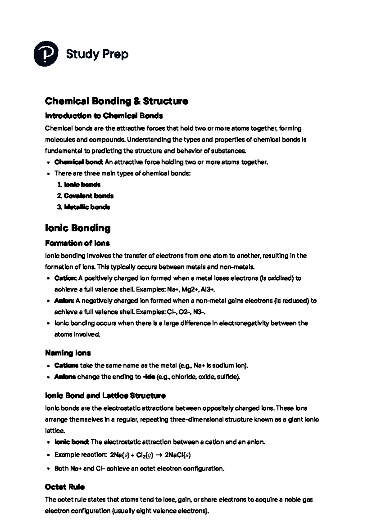 Chem U3 - Class Notes on Chemical Bonding and Structure - Studocu