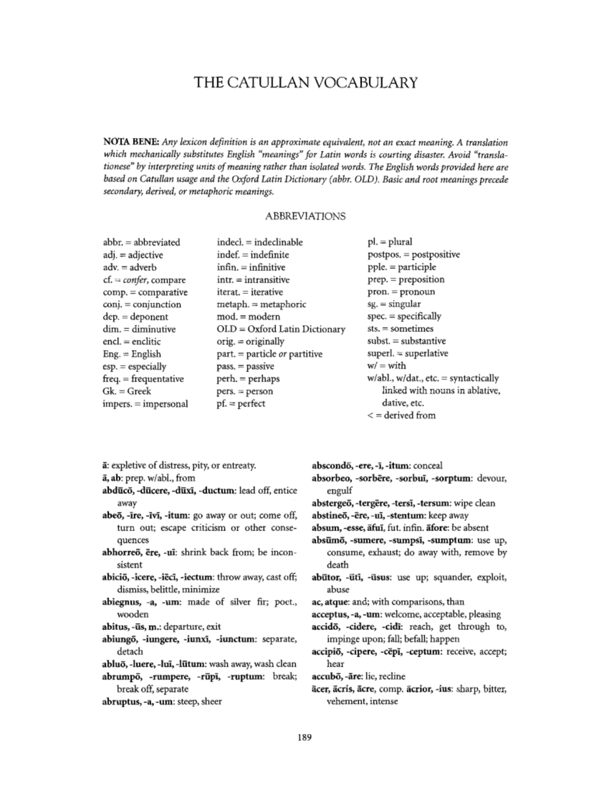 Catullus Vocabulary: Key Terms and Definitions for Latin Studies - Studocu