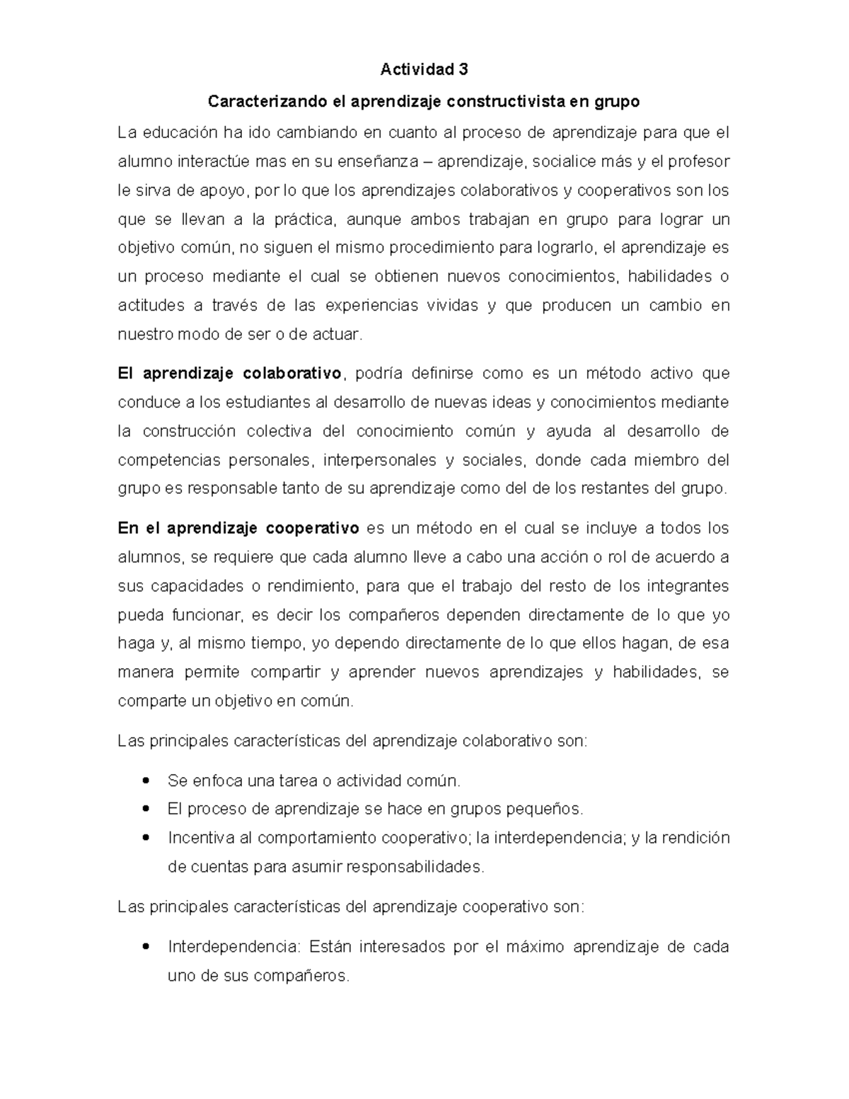 MRME Caracterización del Aprendizaje Colaborativo y Cooperativo - Studocu