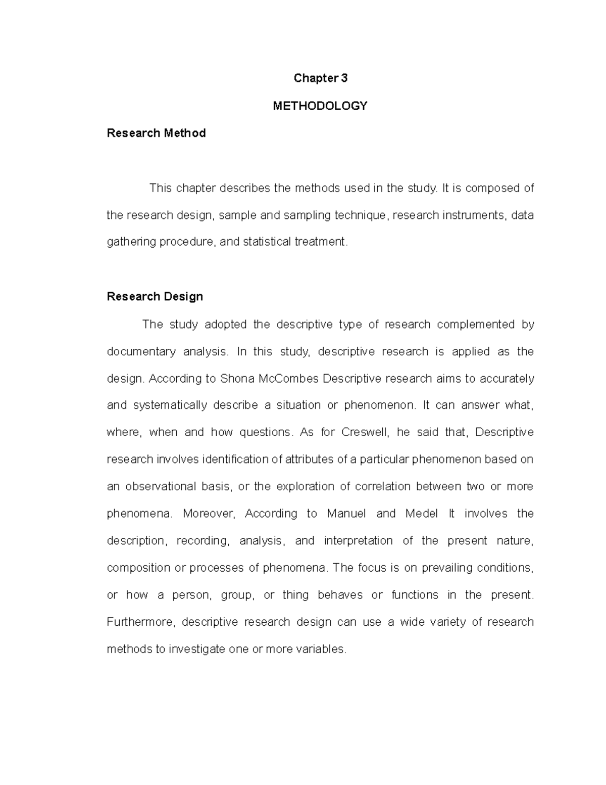 Methodology Chapter III: Research Design & Instruments of Study - Studocu