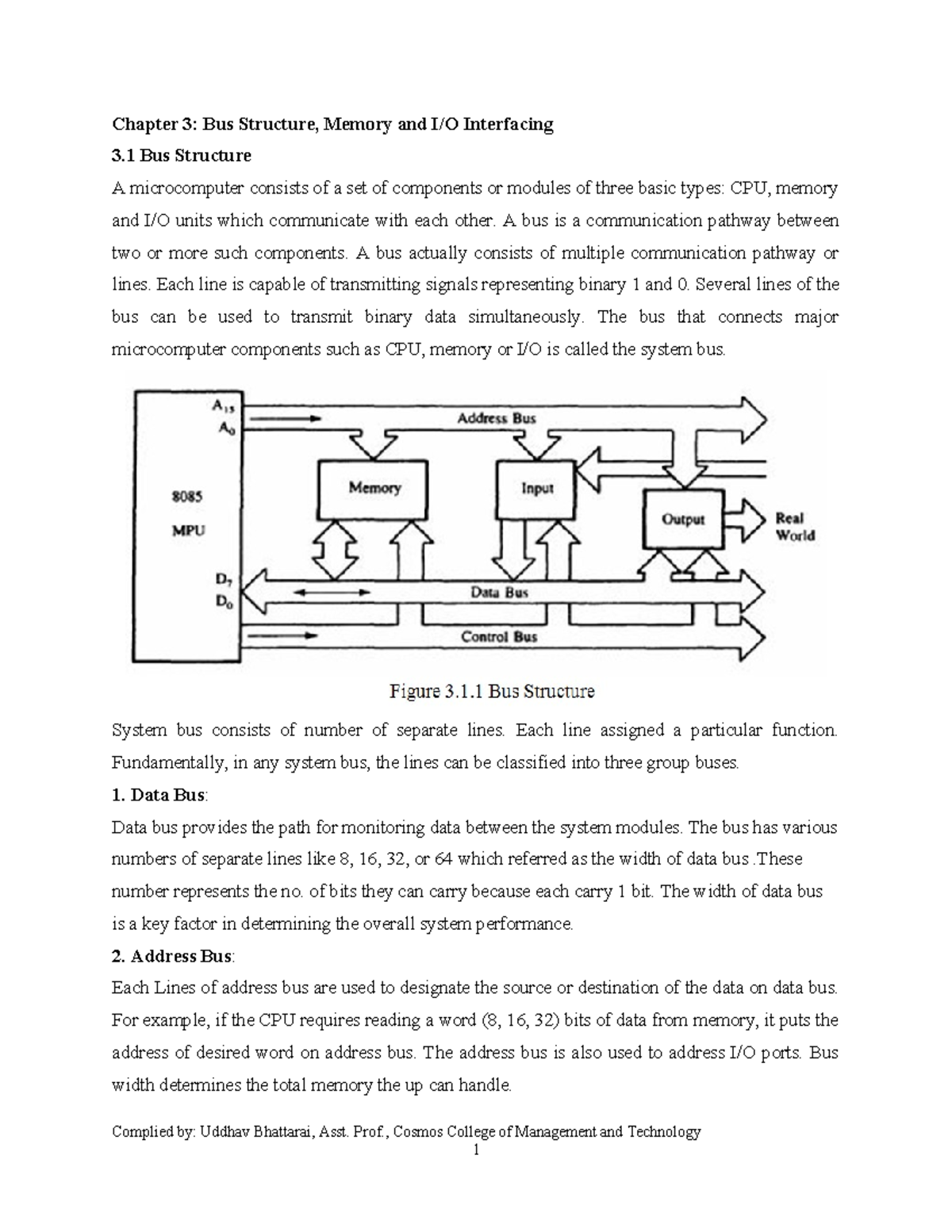 MP Ch3: Bus Structure, Memory, and Interfacing Overview - Studocu