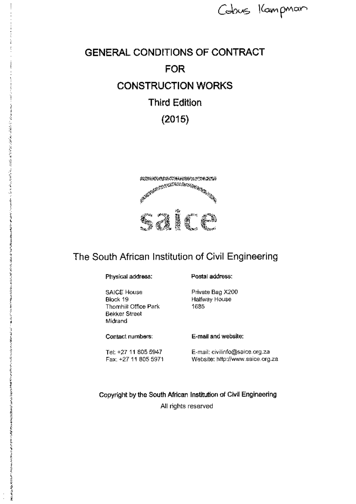 GCC 2015: General Conditions of Contract for Construction Works - Studocu