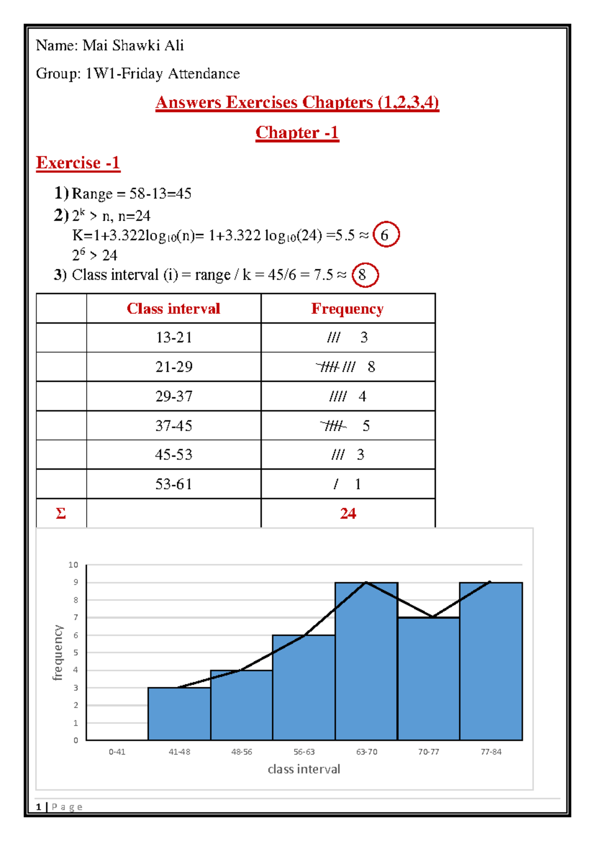 Attendance Exercises: Chapters 1-4 - Frequency & Central Tendency - Studocu