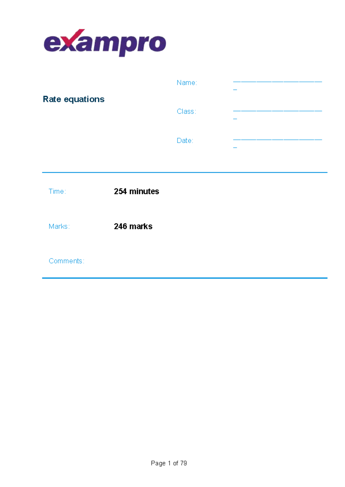 Rate Equations Study Guide: Kinetics and Reaction Orders (Course Code ...