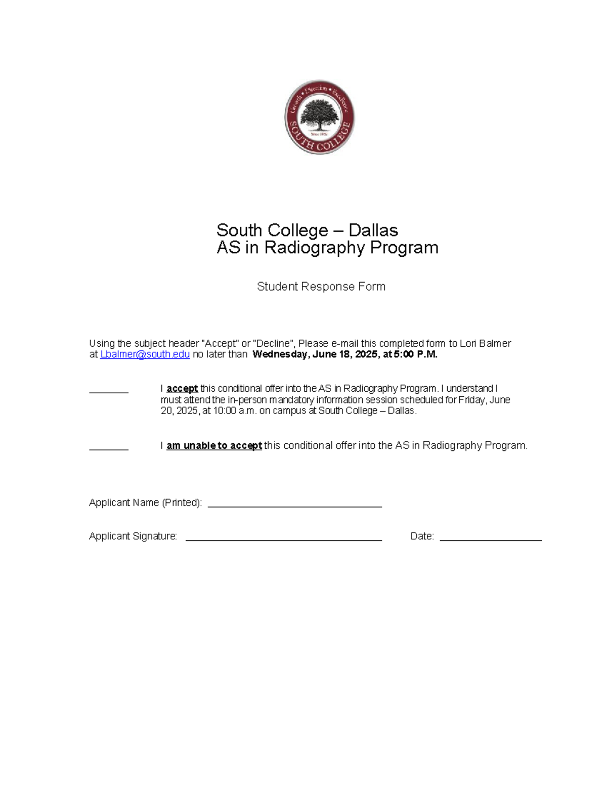 South College New Student Response Form 2025 - South College – Dallas ...