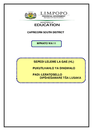 [Solved] Lengwalo la segwera Ngwala lengwalo go kgaetsedi ya gago o mo fe - Sepedi - Home ...