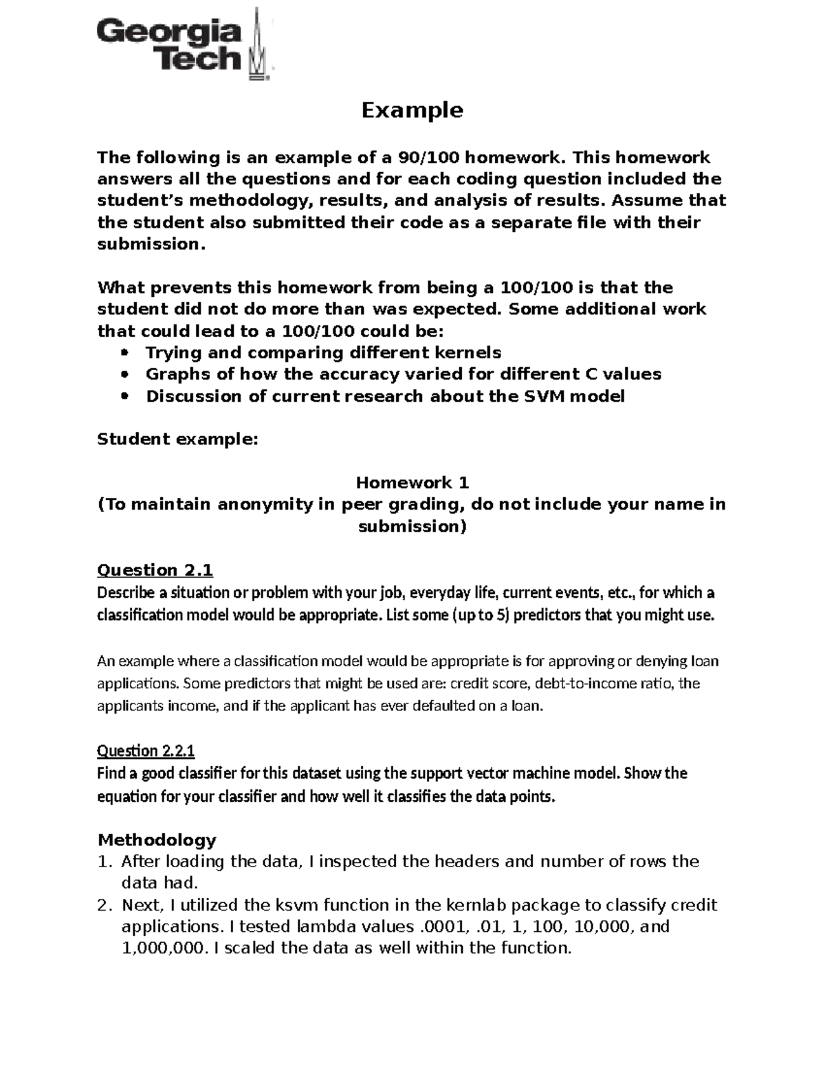 HW-2: Classification Model Analysis and SVM Methodology - Studocu