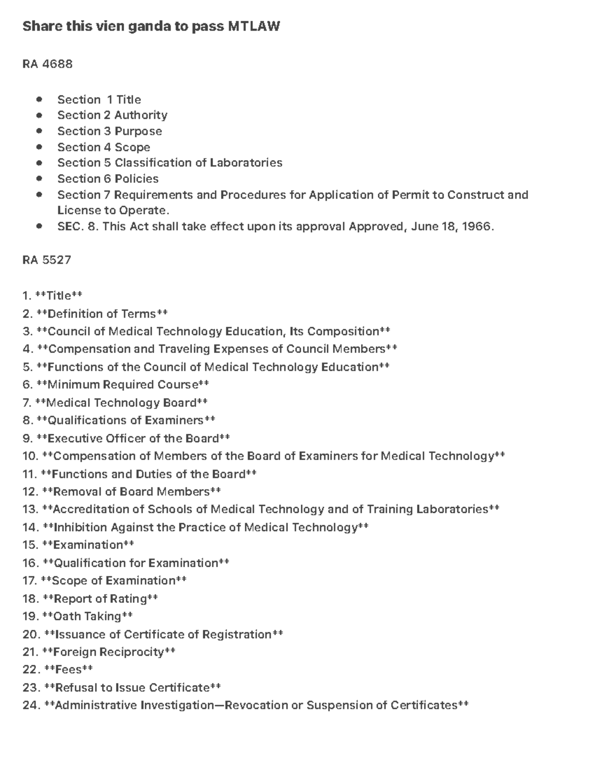 MTLAW RA 4688: Overview of Medical Technology Regulations and Policies - Studocu