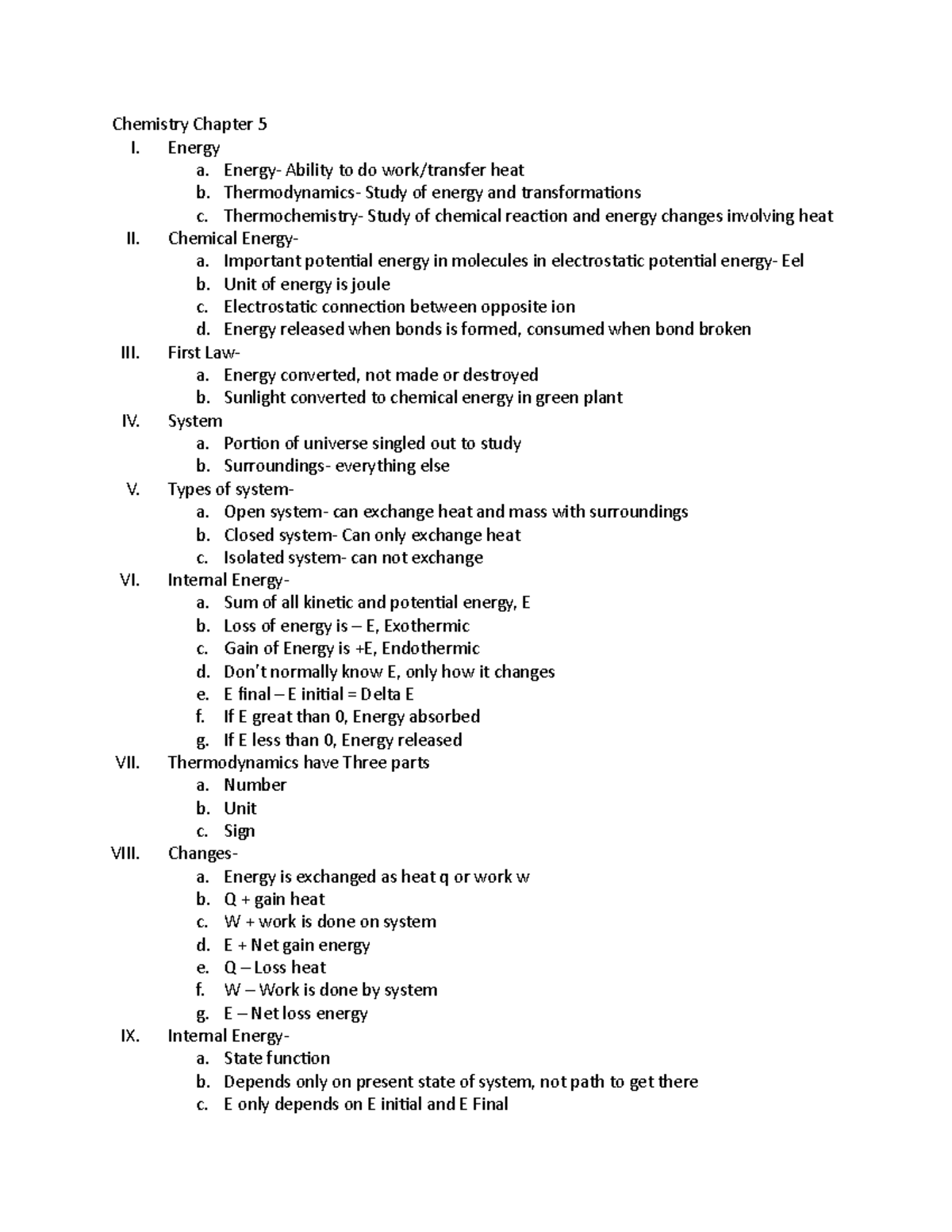 Chemistry CH5: Energy and Thermodynamics Overview Notes - Studocu