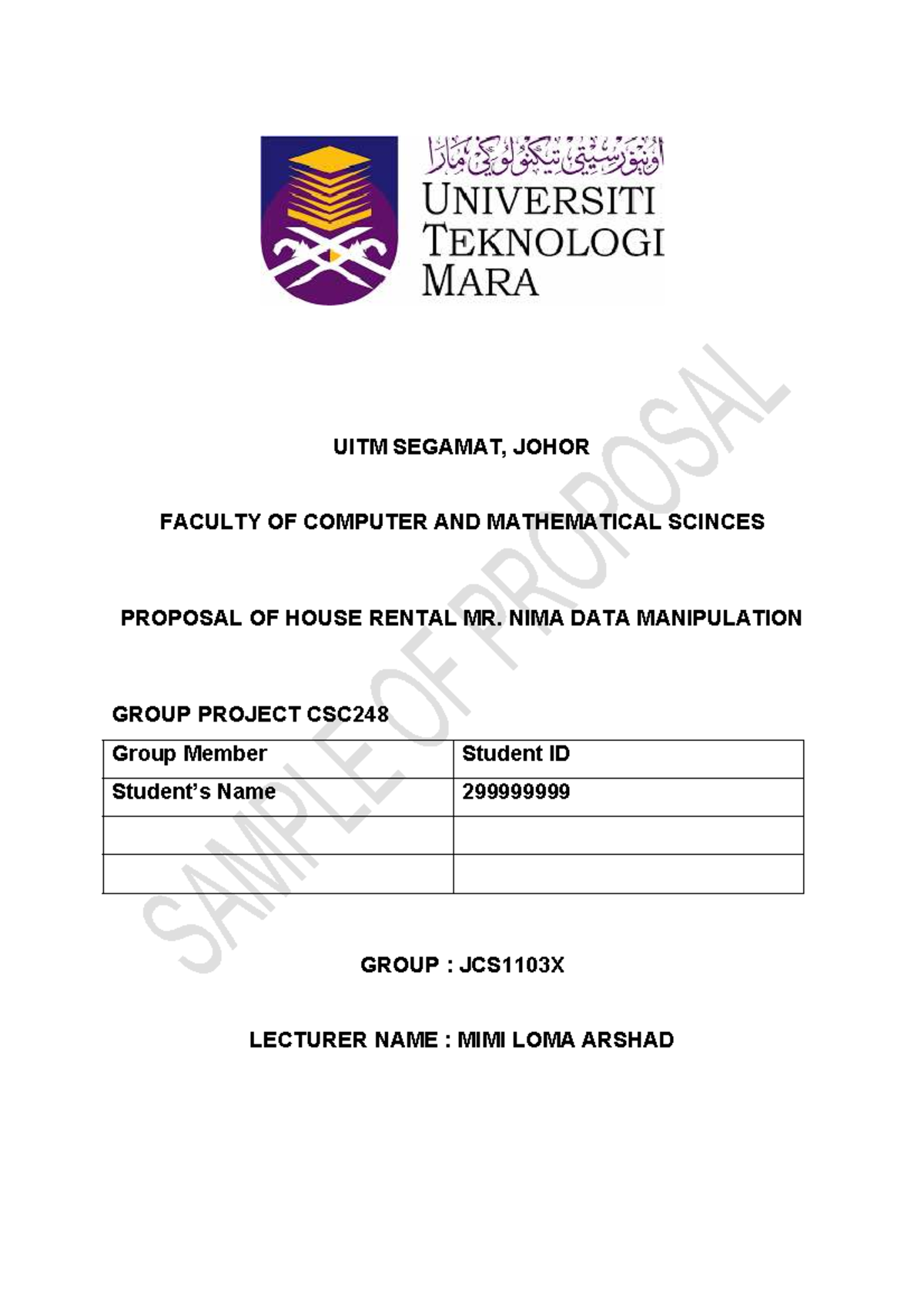 Proposal for House Rental Management System - CSC248 - Studocu