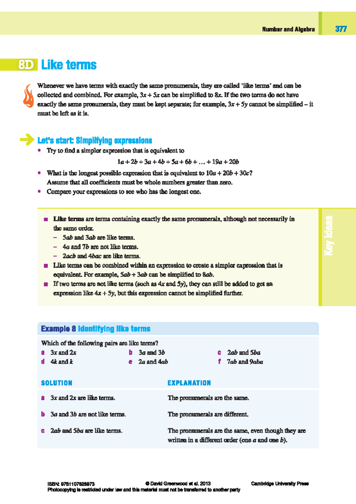 Algebra Practice 377: Simplifying Like Terms and Expressions - Studocu