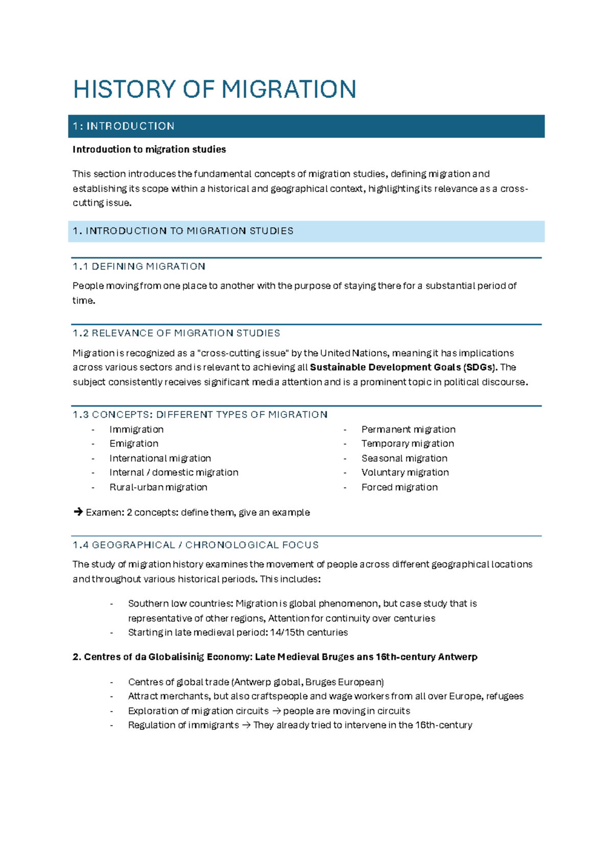 HISTORY OF MIGRATION 1: INTRODUCTION TO MIGRATION STUDIES - Studocu