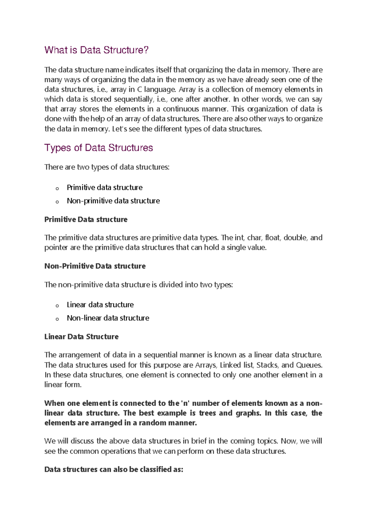 DSA 101: Comprehensive Notes on Data Structures and Algorithms - Studocu