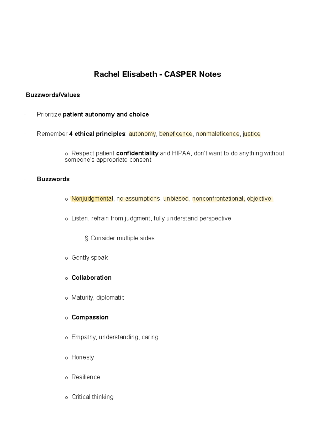 CASPER Test Notes for Medicine - Ethical Considerations and Strategies ...