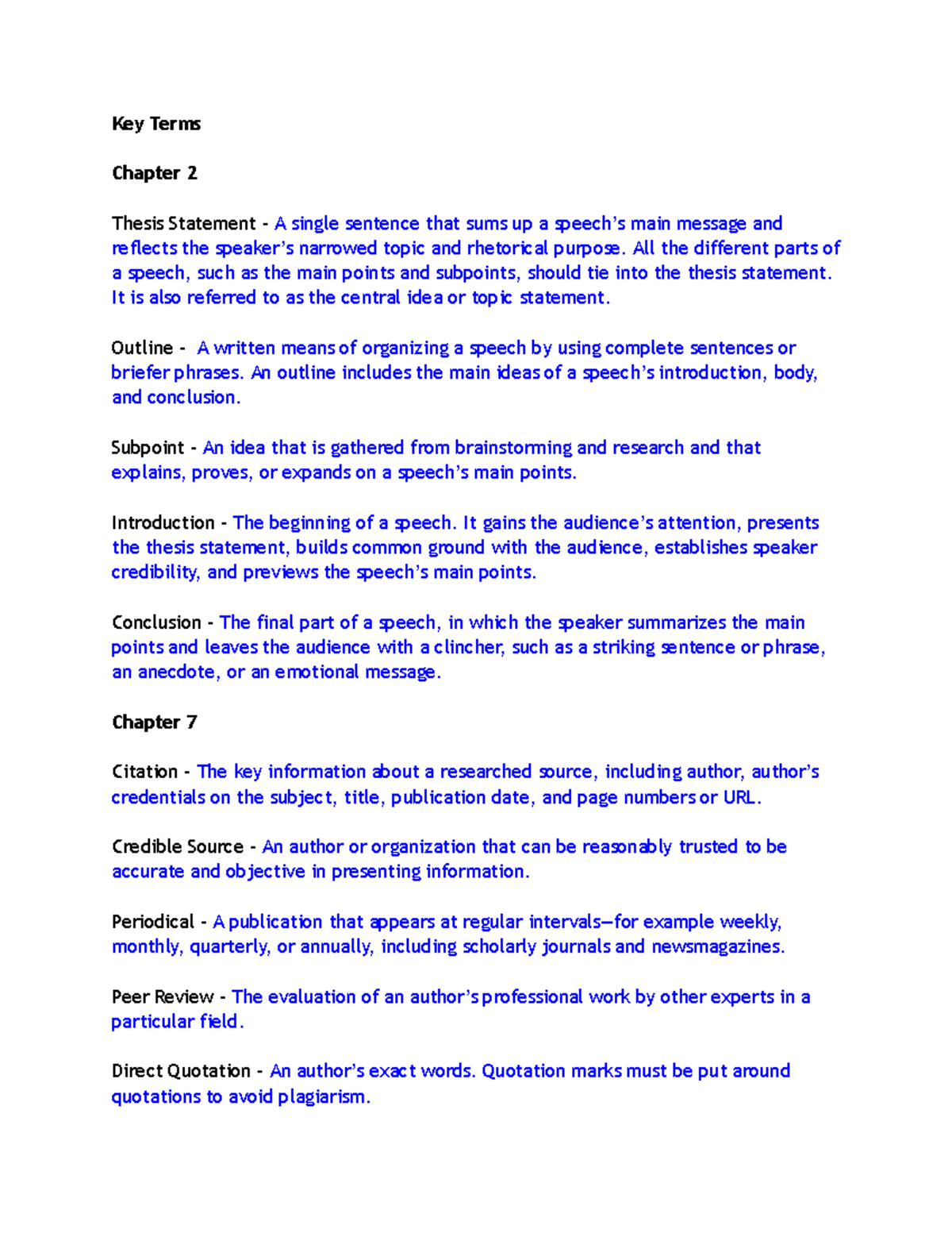 CMAT MIDTERM: Key Terms & Concepts for Effective Speech Prep - Studocu