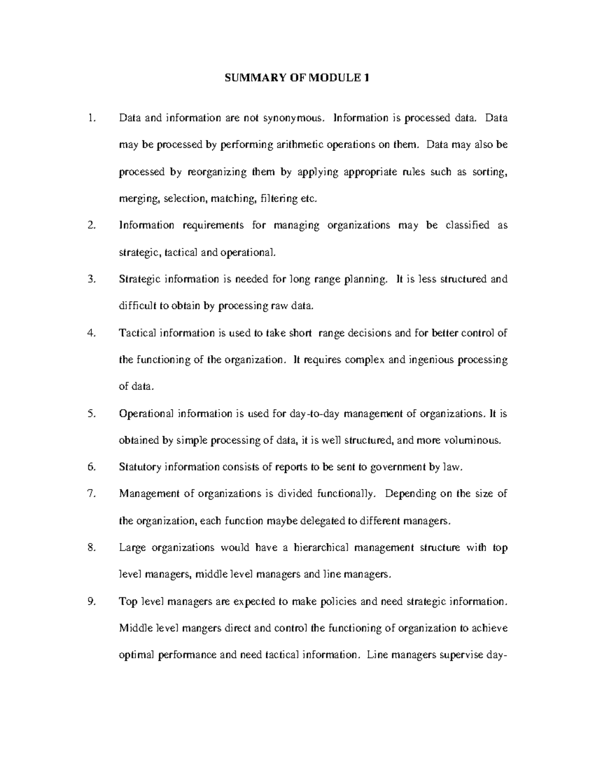 Module 1 Summary: Data, Information, and Organizational Management ...
