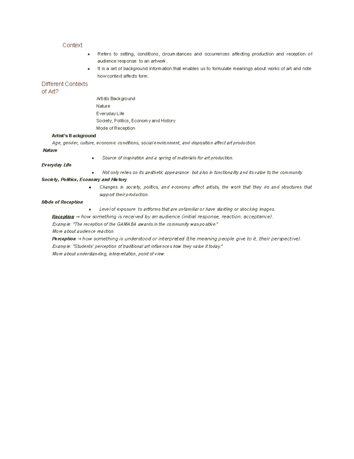 Understanding Context in Art: Influences on Production & Reception ...