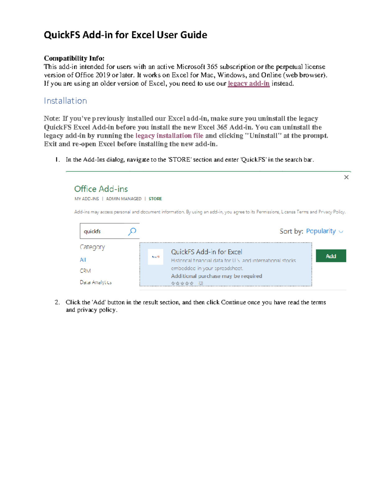 QuickFS Excel Add-in Quick Start Guide for MS 365 Users - Studeersnel