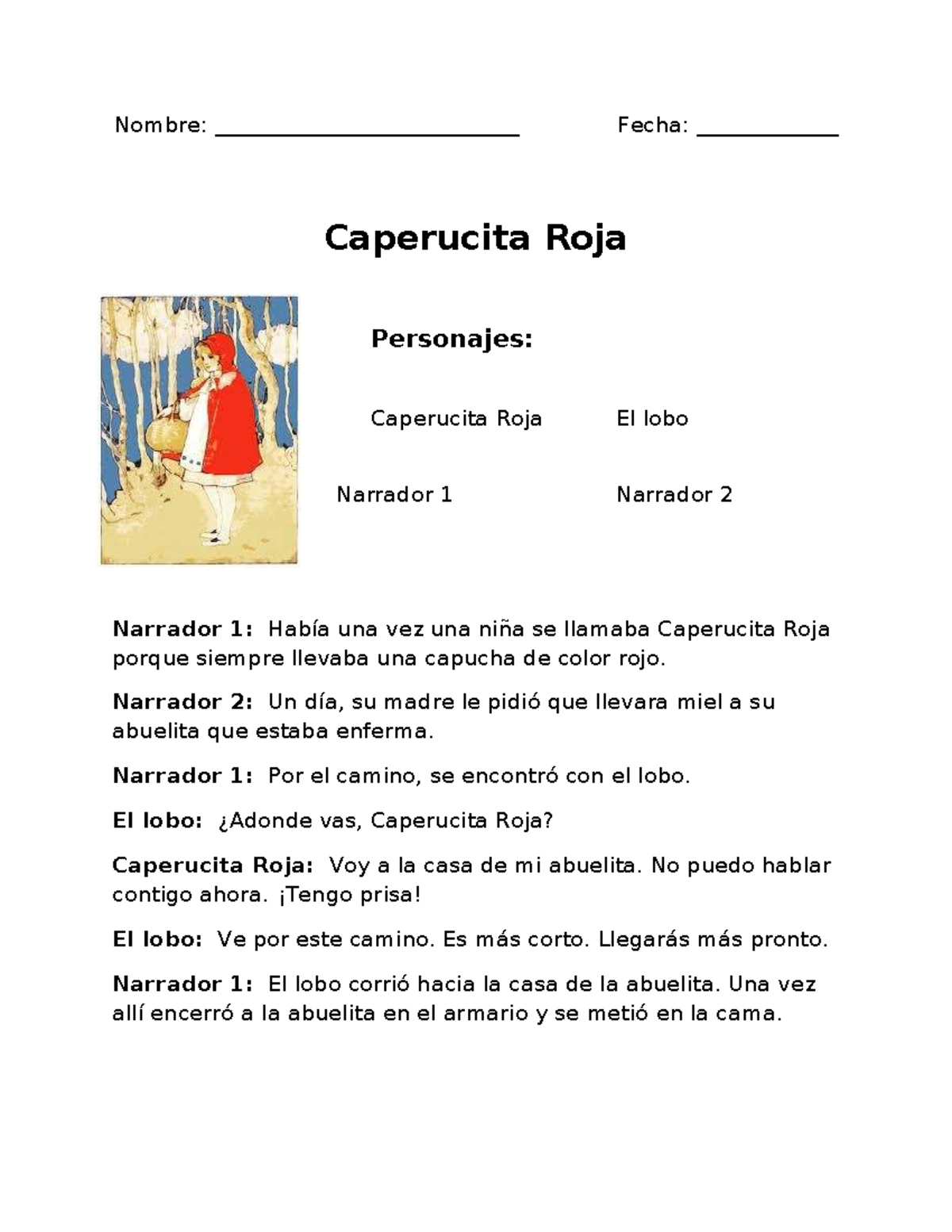 Caperucita Roja: Resumen y Personajes - Cuento Clásico - Studocu