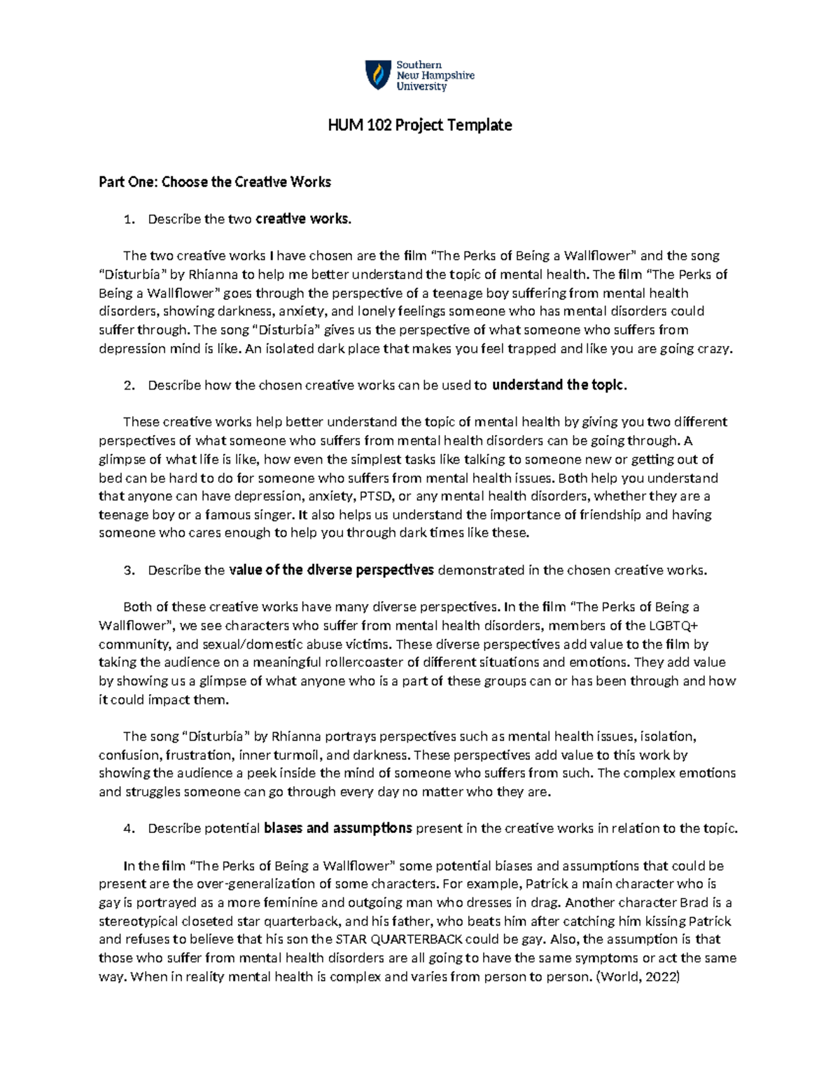 HUM 102 Project Template: Analyzing Mental Health in Media - Studocu