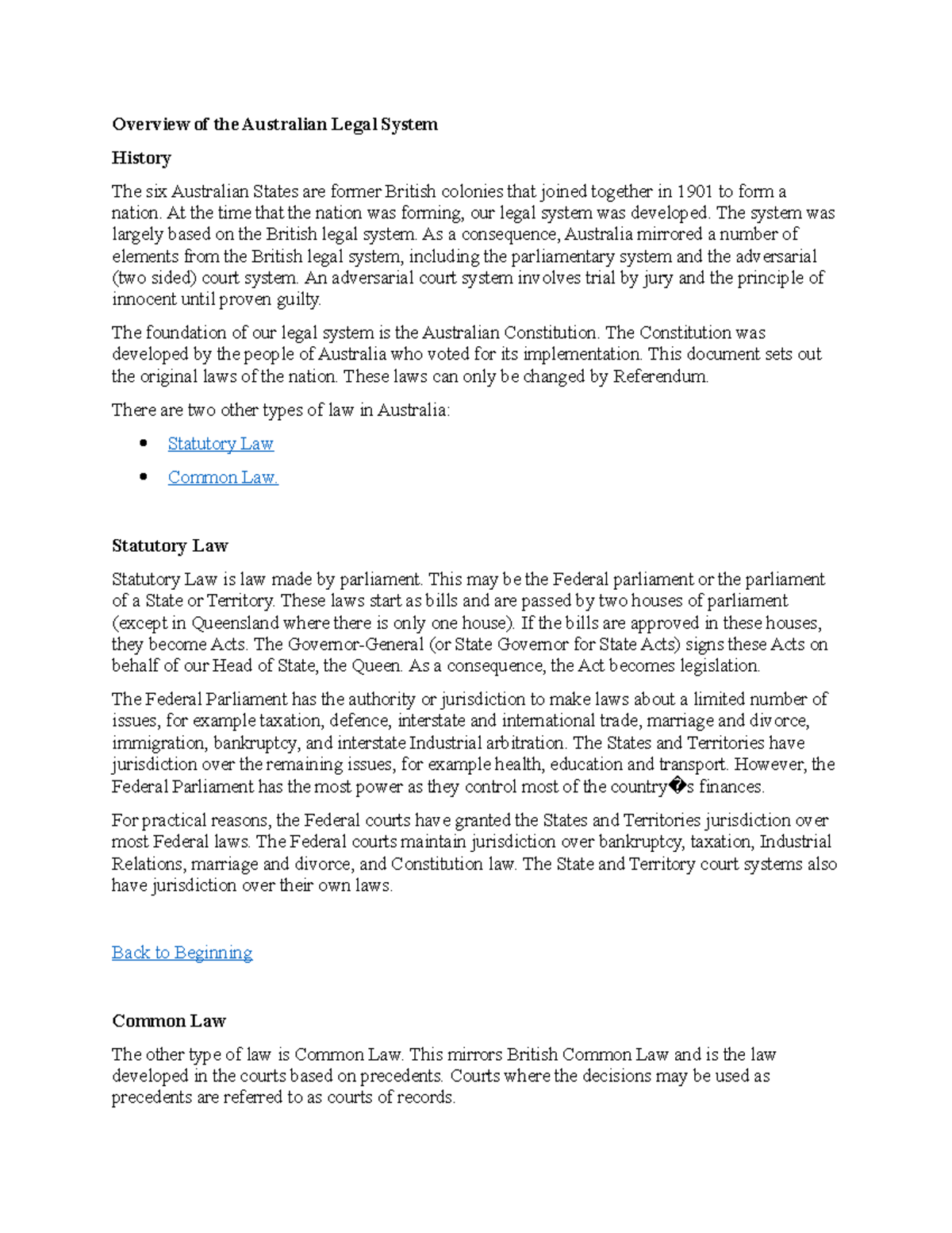 Australian Legal System: Overview and Key Features - Studocu