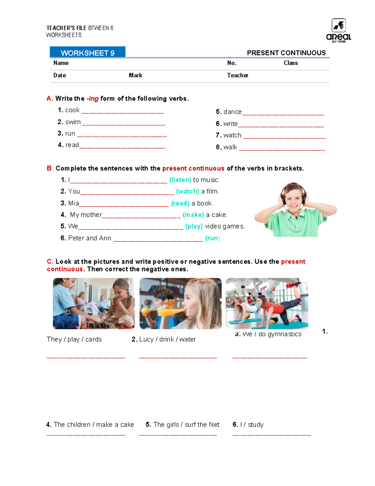 FILE BTWEEN 6 WORKSHEETS: PRESENT CONTINUOUS EXERCISES - Studocu