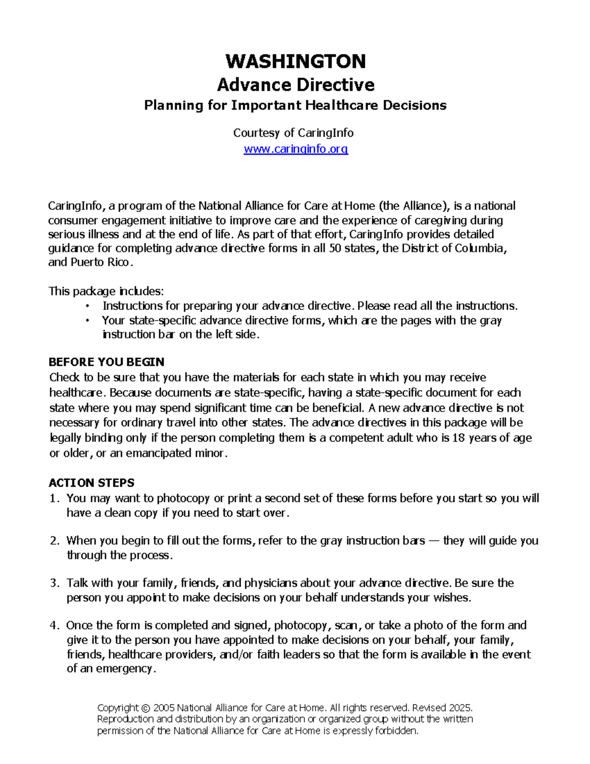 Washington Advance Directives: Essential Planning for Healthcare ...